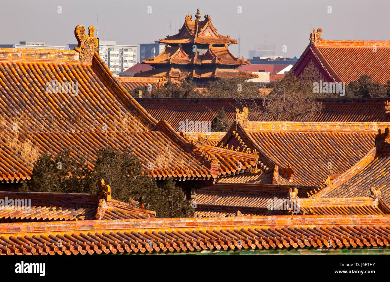 roofs china palace beijing yellow detail historical city town monument ...