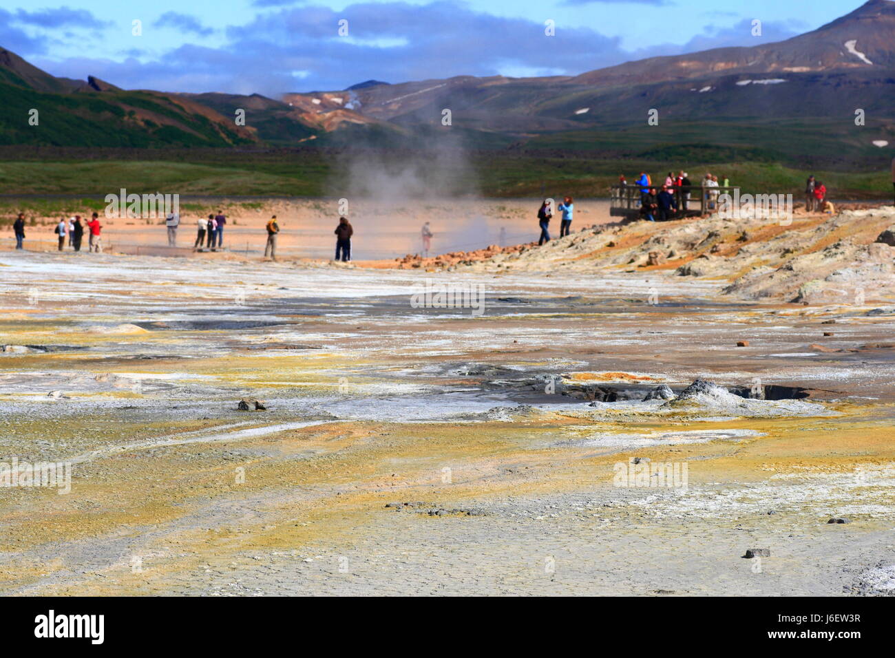 crater iceland lava scenery countryside nature act of god water vapor ...