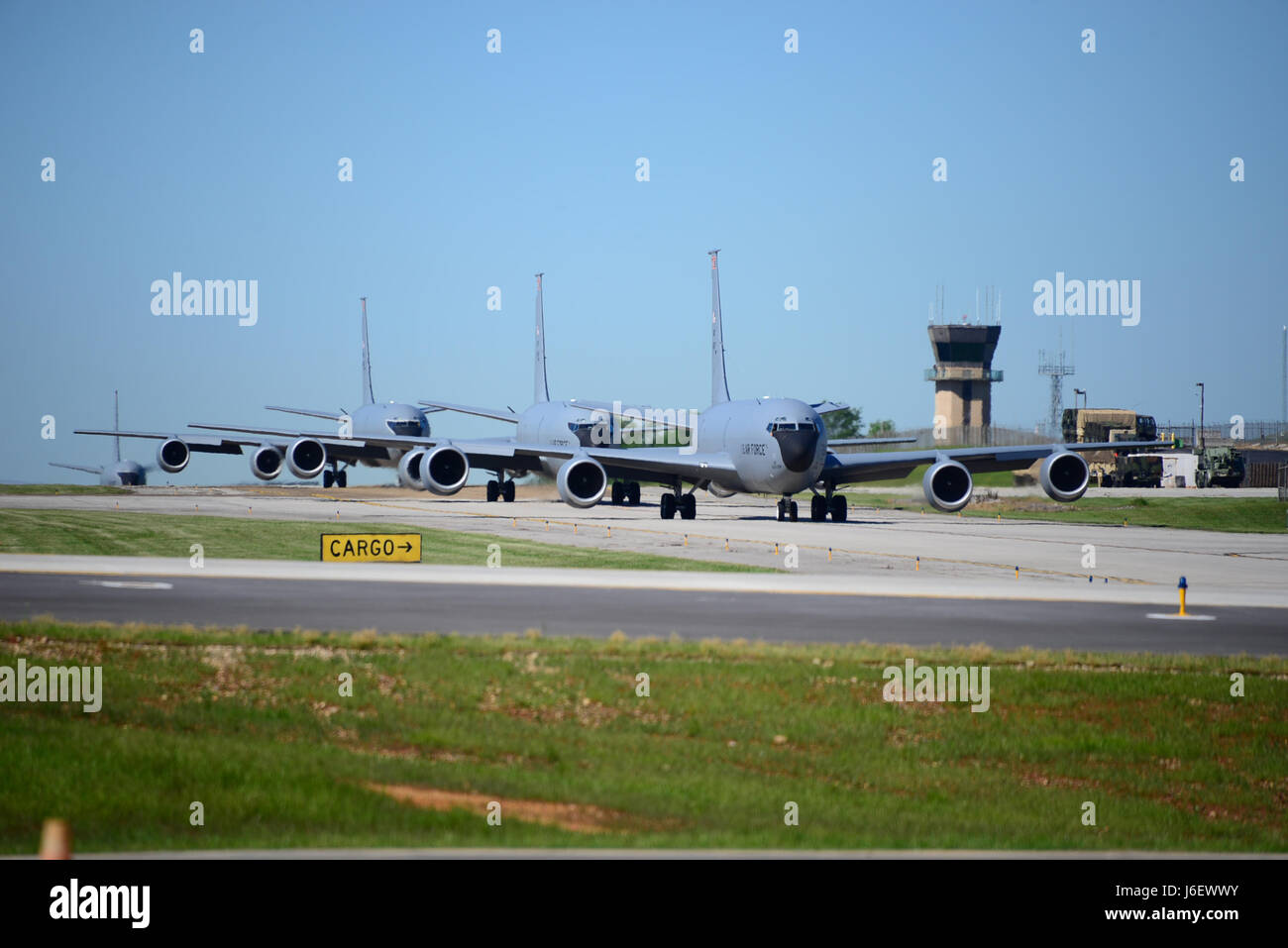 KC-135R Stratotankers taxi in a formation known as an "Elephant Walk ...