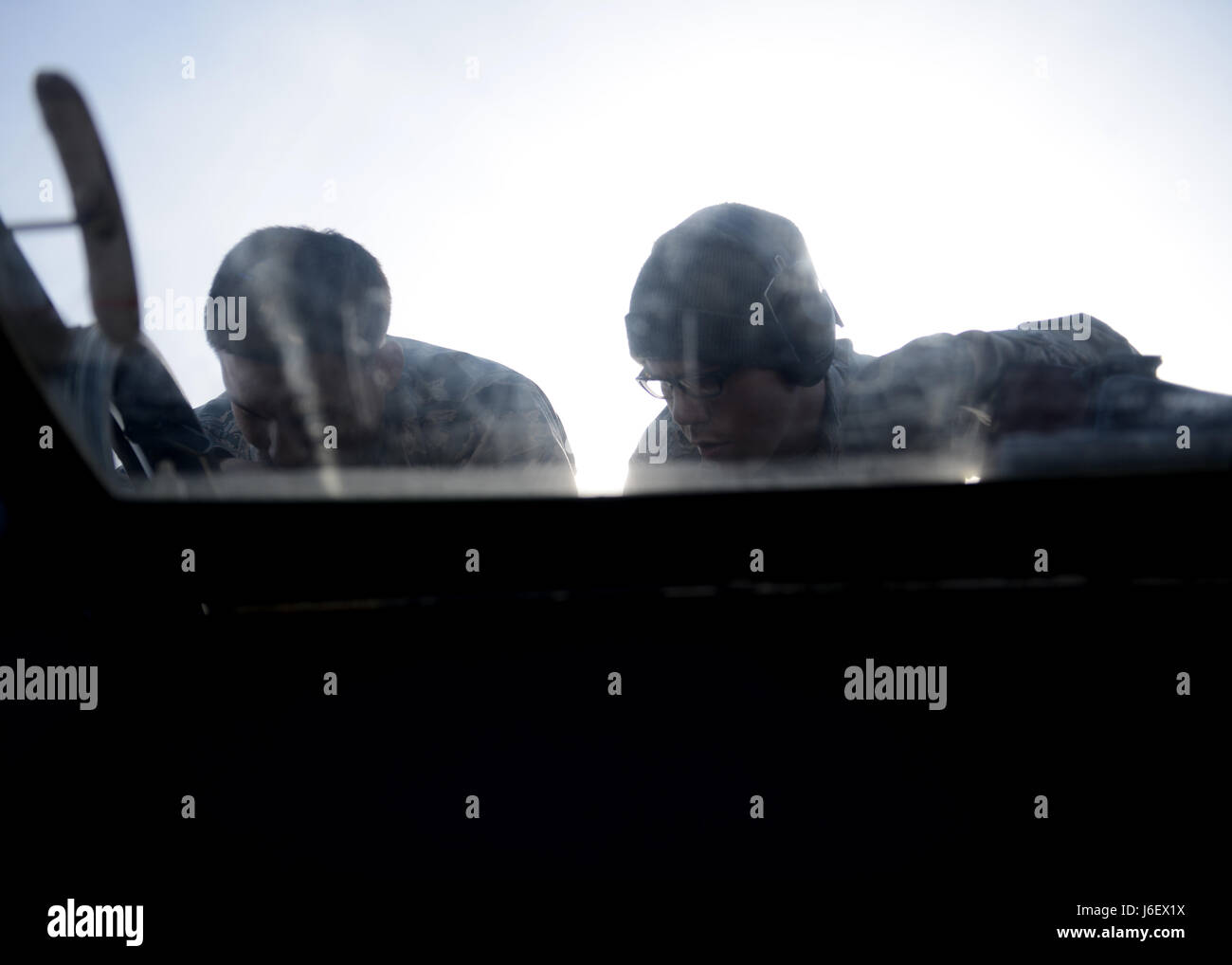 9th Aircraft Maintenance Squadron Airmen, perform a pre-flight ...