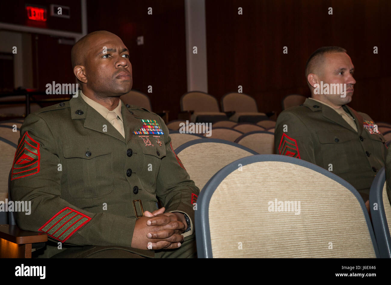 A U.S. Marine attends the 17th Sgt. Walter K. Singleton distinguished ...