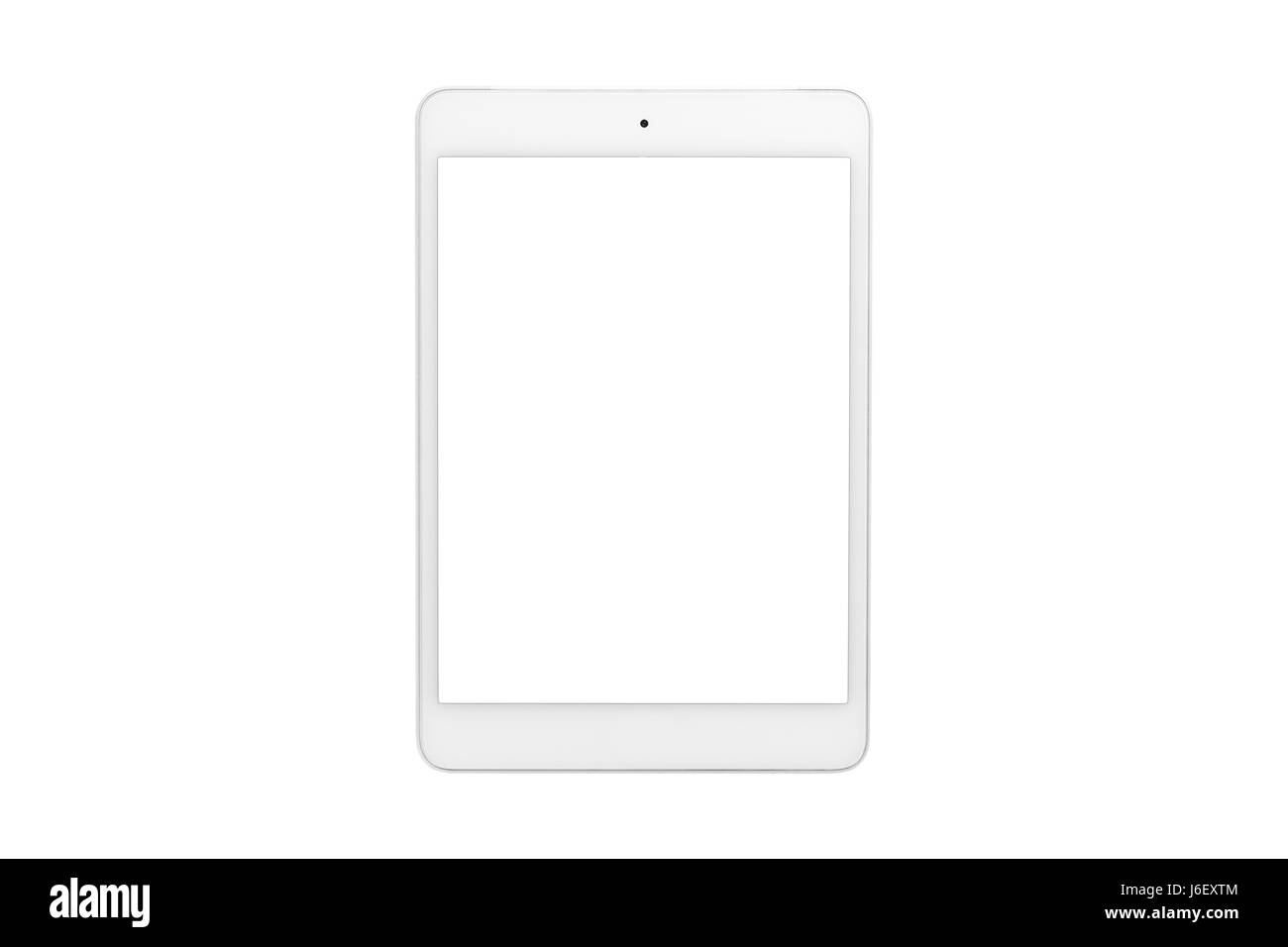White tablet computer with blank screen on isolated white background ...