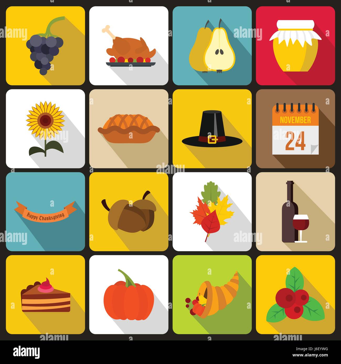 Thanksgiving icons set, flat style Stock Vector Image & Art - Alamy