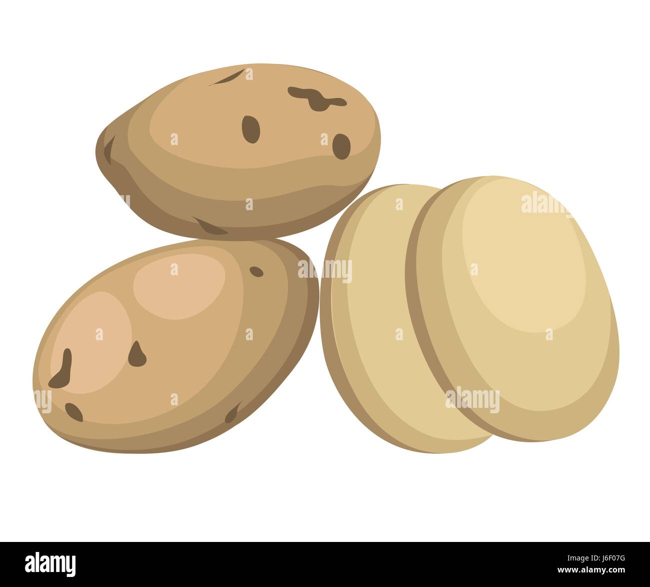 Vector illustration isolated on white background Potatoes Set of whole ...