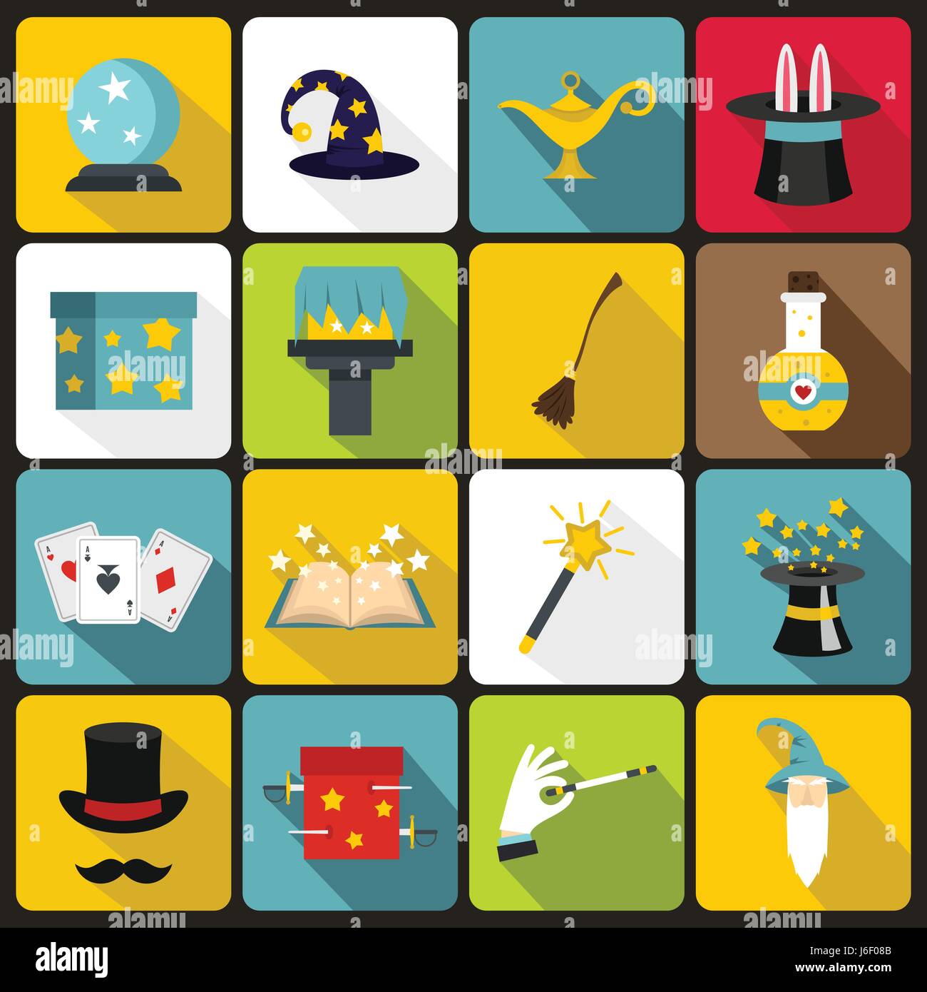 Magic icons set, flat style Stock Vector Image & Art - Alamy