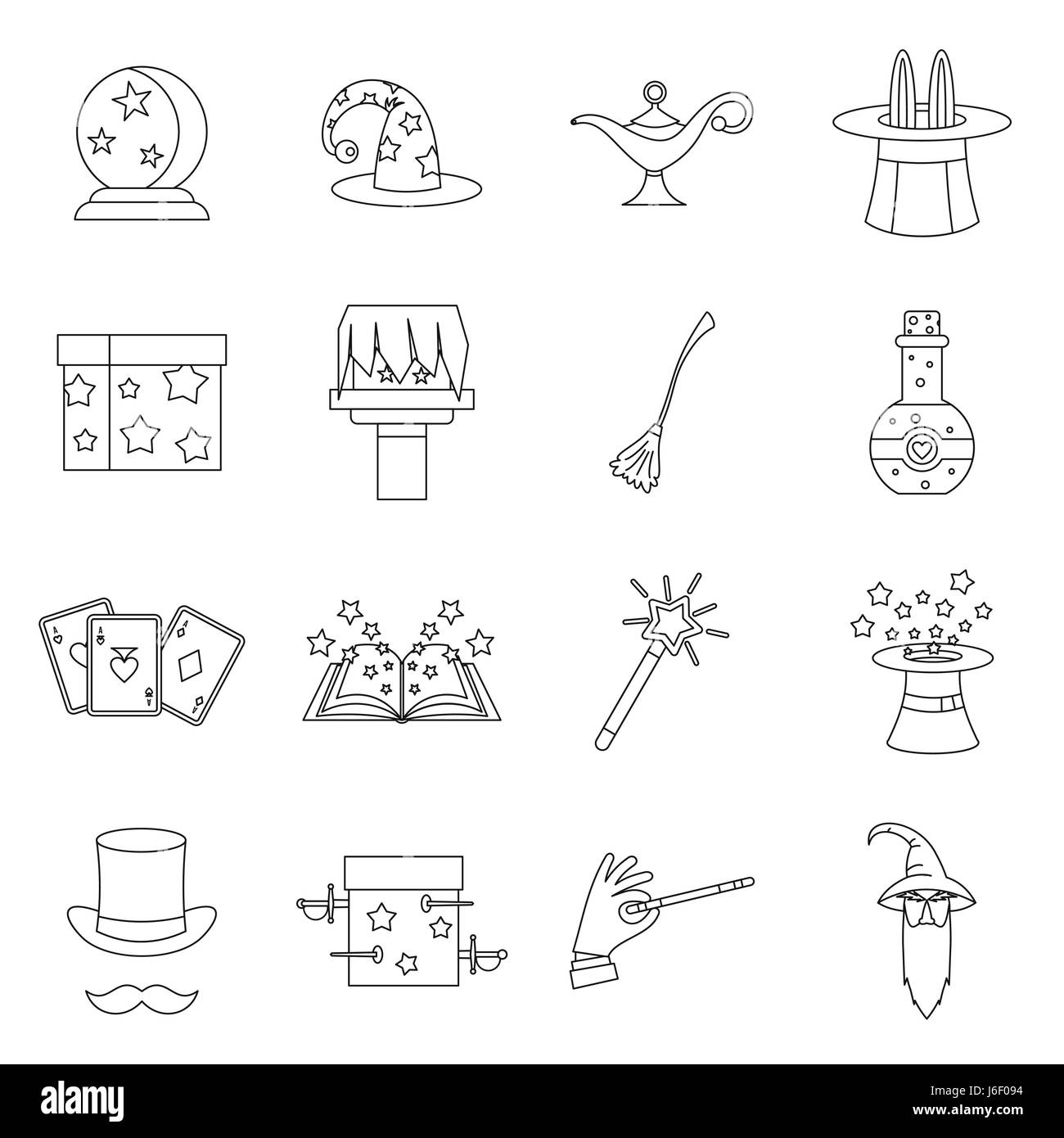 Magic icons set, outline style Stock Vector Image & Art - Alamy