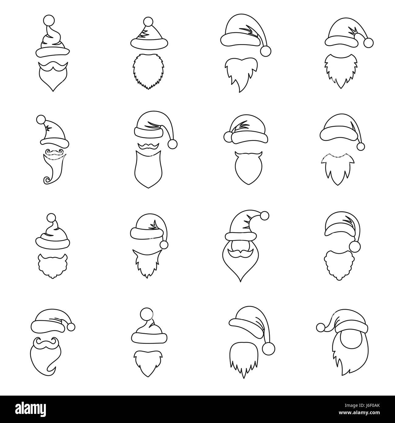 Santa hat icons set Black and White Stock Photos & Images - Alamy