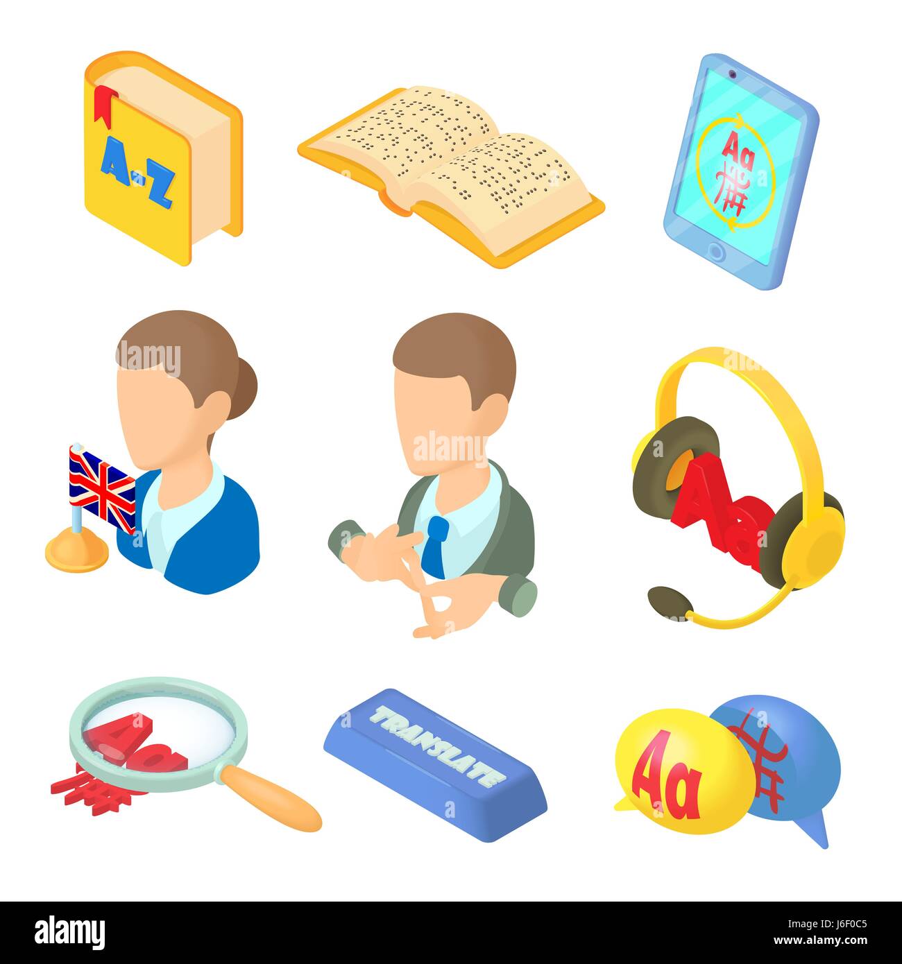 Learning foreign languages icons set cartoon style Stock Vector Image ...