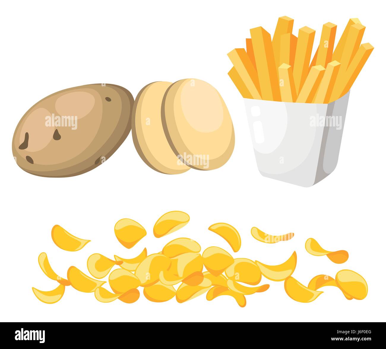 Vector illustration isolated on white background Potatoes Set of whole ...