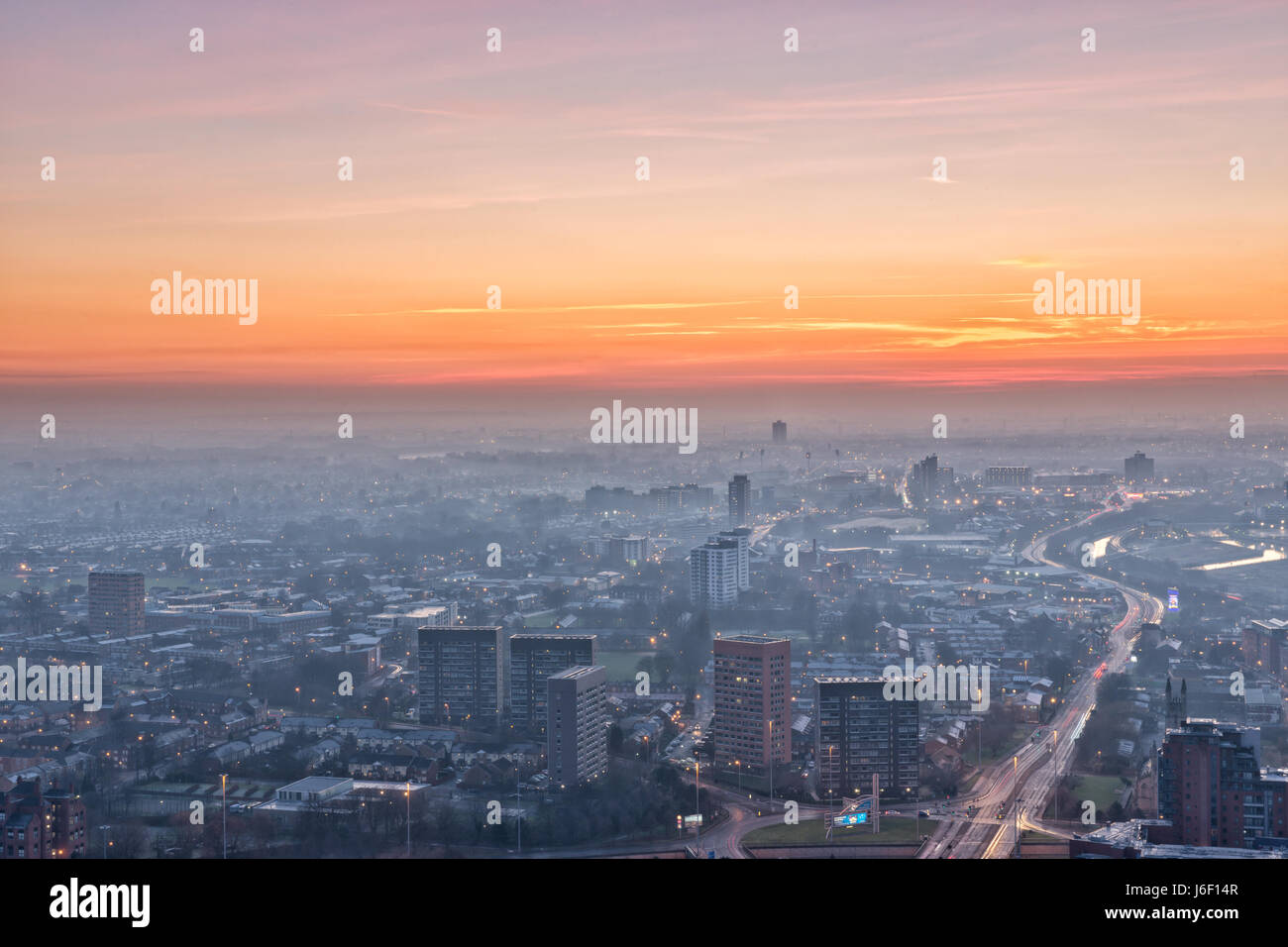 Manchester City centre sunset Stock Photo - Alamy