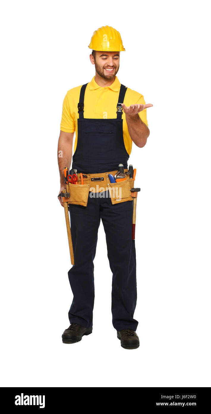 carpenter handyman man blue laugh laughs laughing twit giggle smile ...