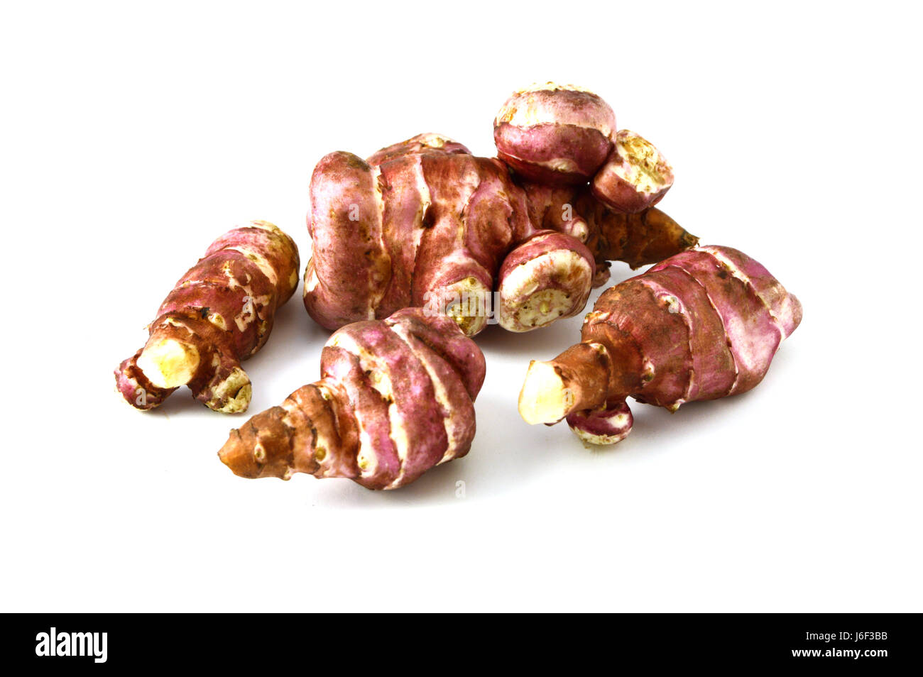White background is sweet potato, Jerusalem, Jerusalem artichoke ...