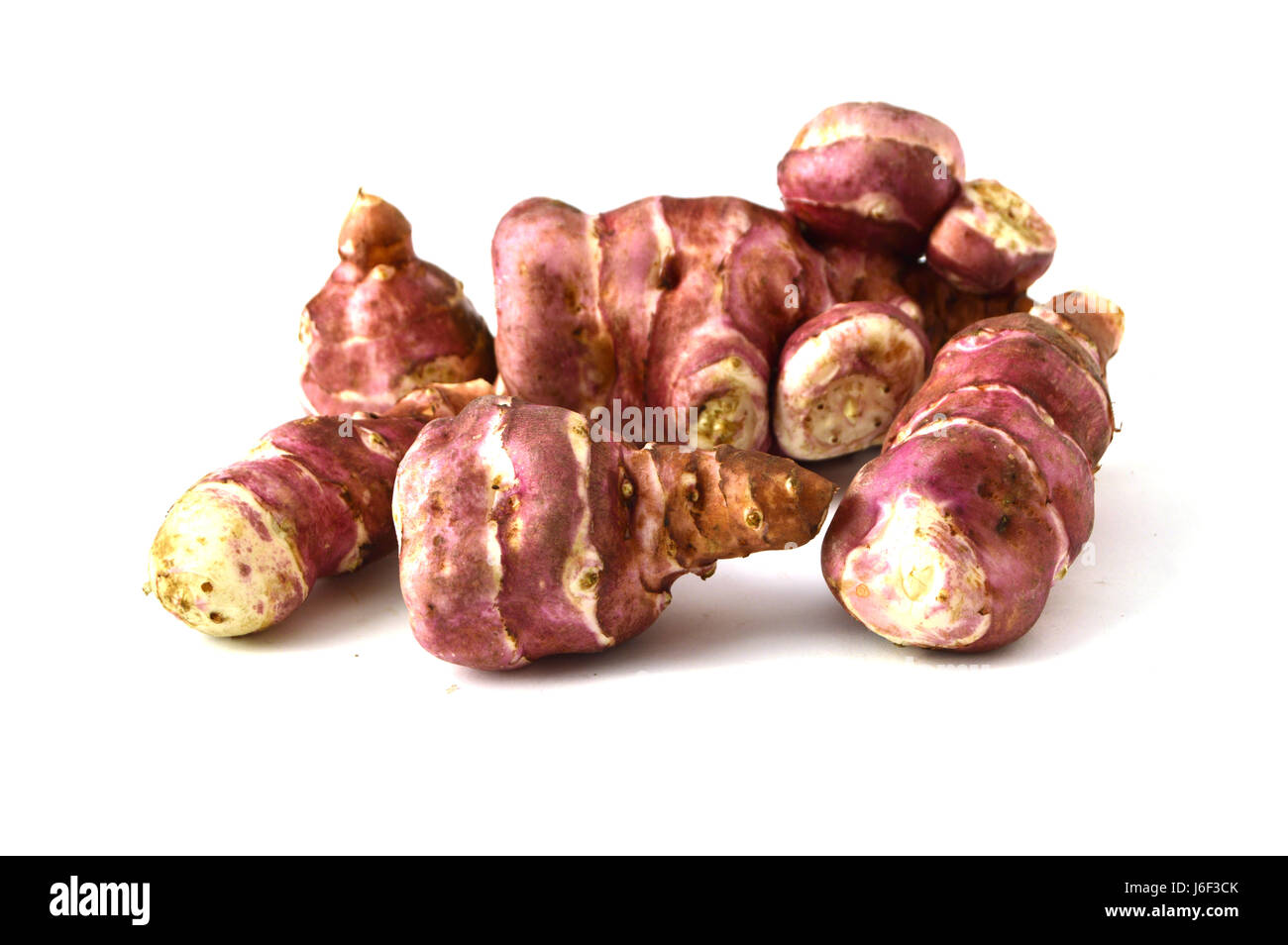 White background is sweet potato, Jerusalem, Jerusalem artichoke ...