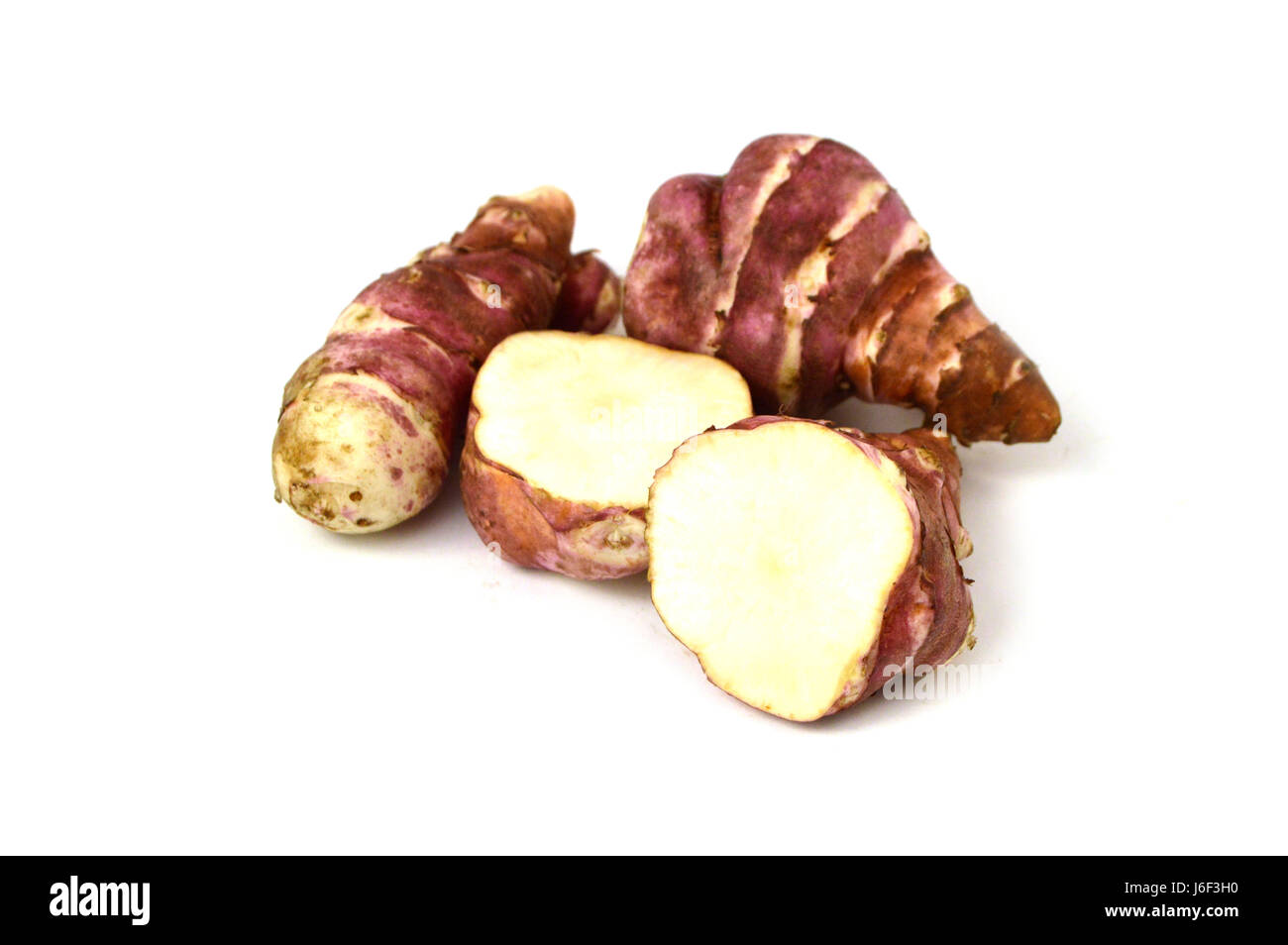White background is sweet potato, Jerusalem, Jerusalem artichoke ...