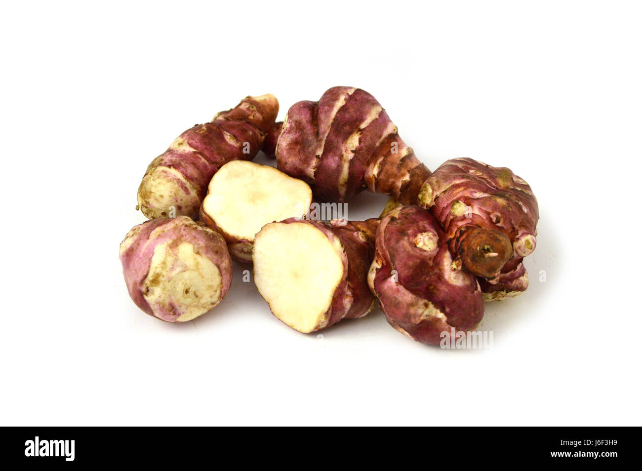 White background is sweet potato, Jerusalem, Jerusalem artichoke ...