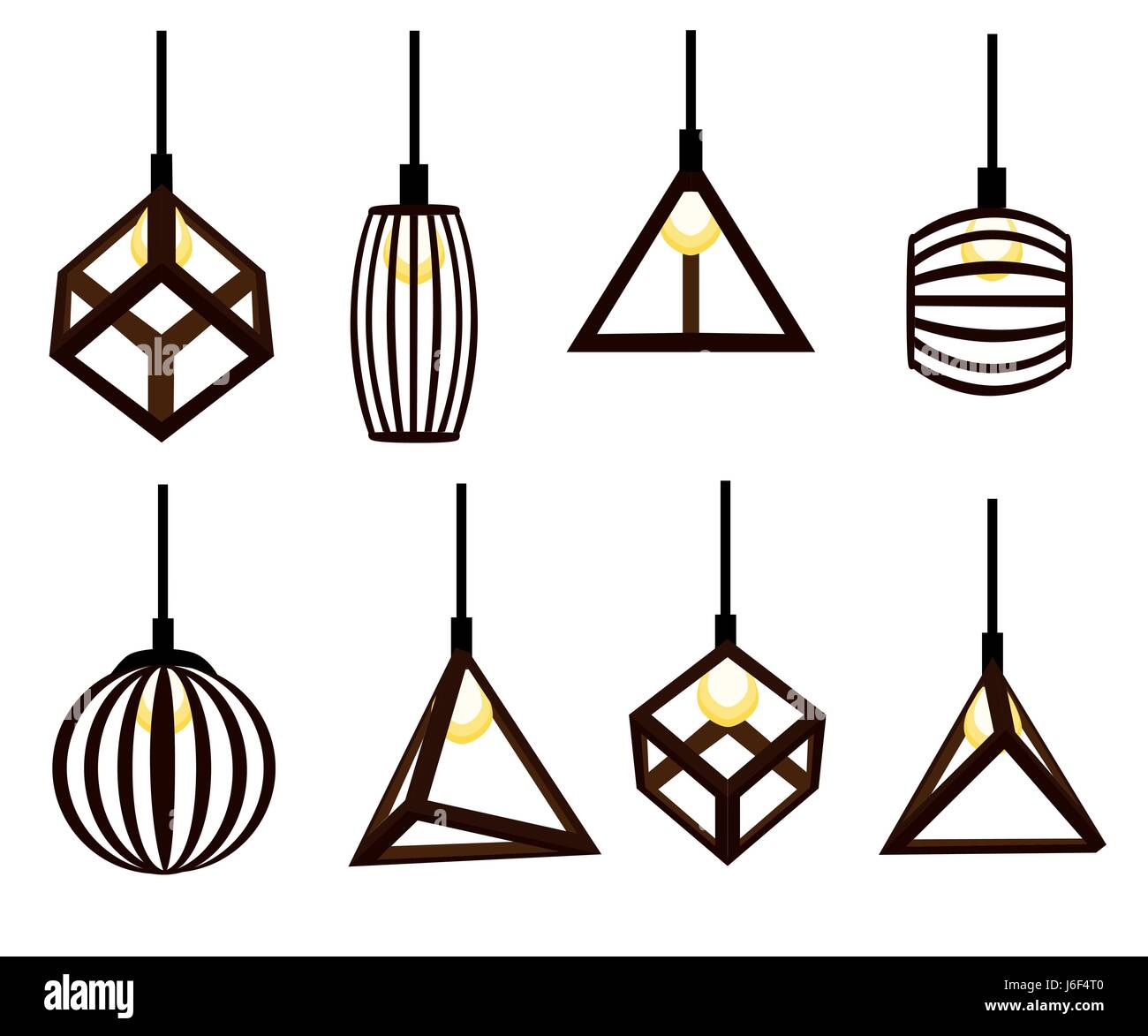 Home light with lamps icons in flat style. Simple vector illustration ...