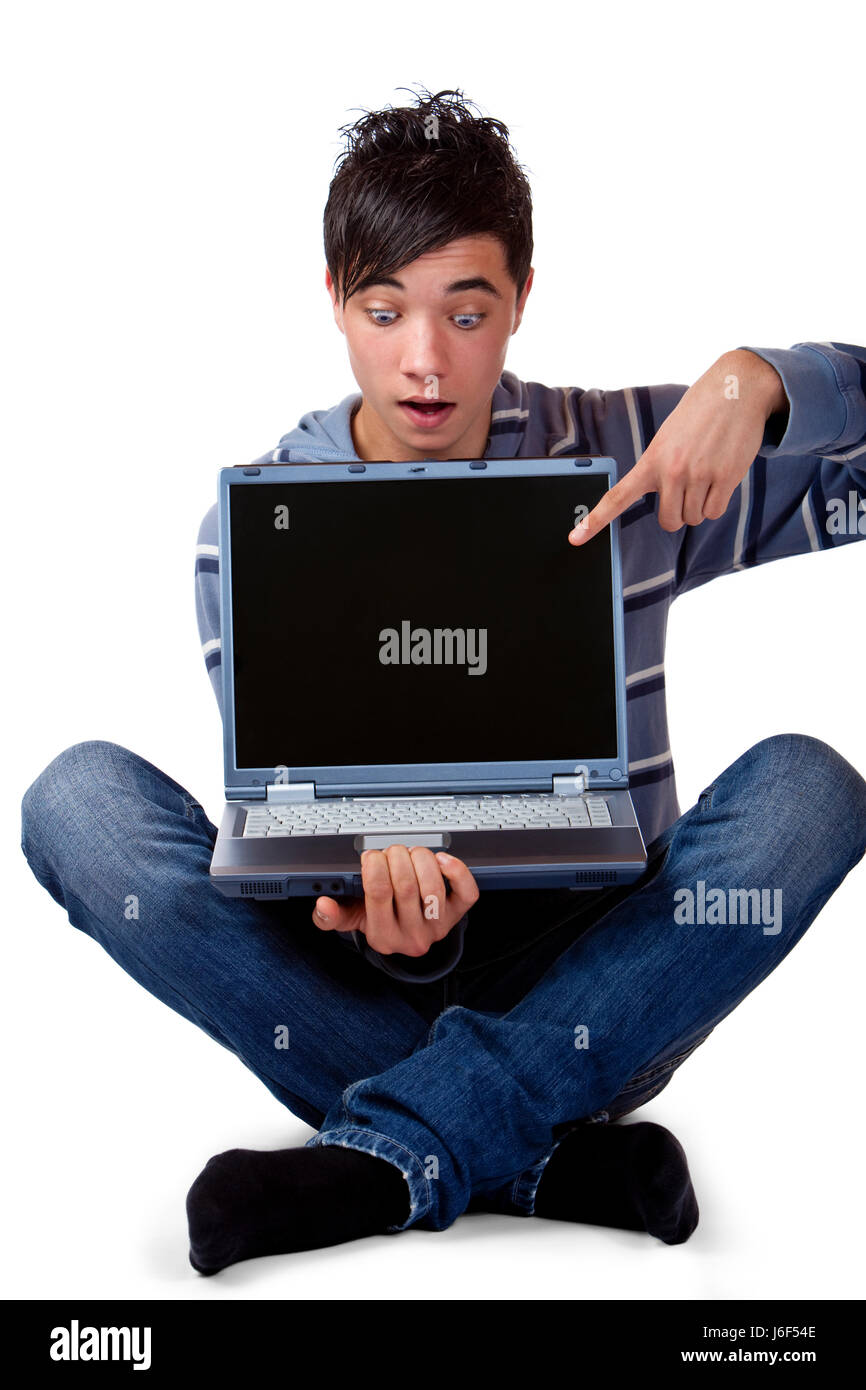 laptop notebook computers computer advertisement teenager surprise boy ...