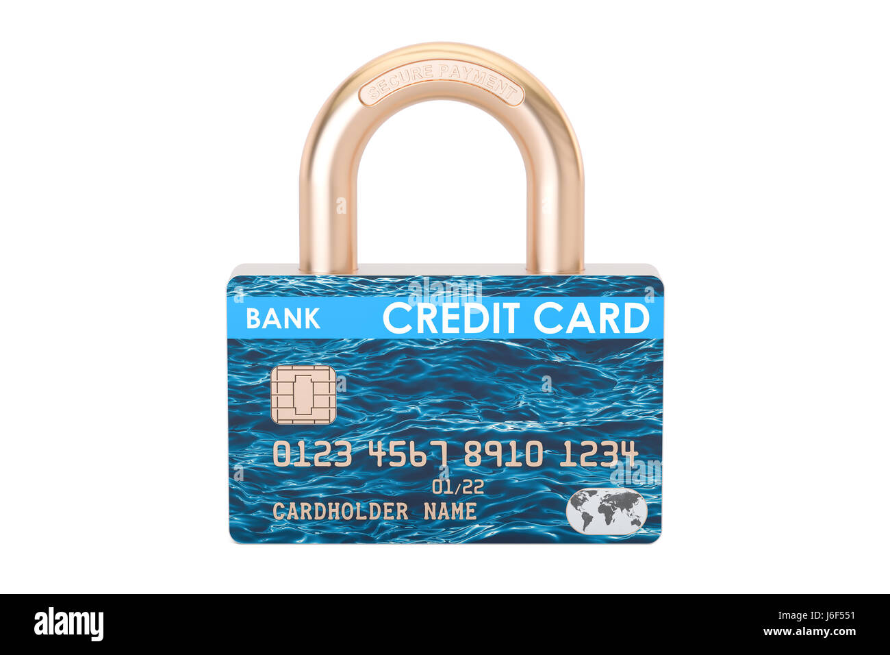 Credit card padlock, security payment concept. 3D rendering Stock Photo ...