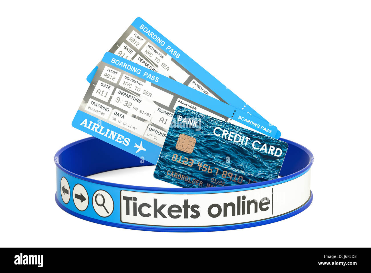 Tickets Online, booking concept. 3D rendering isolated on white ...