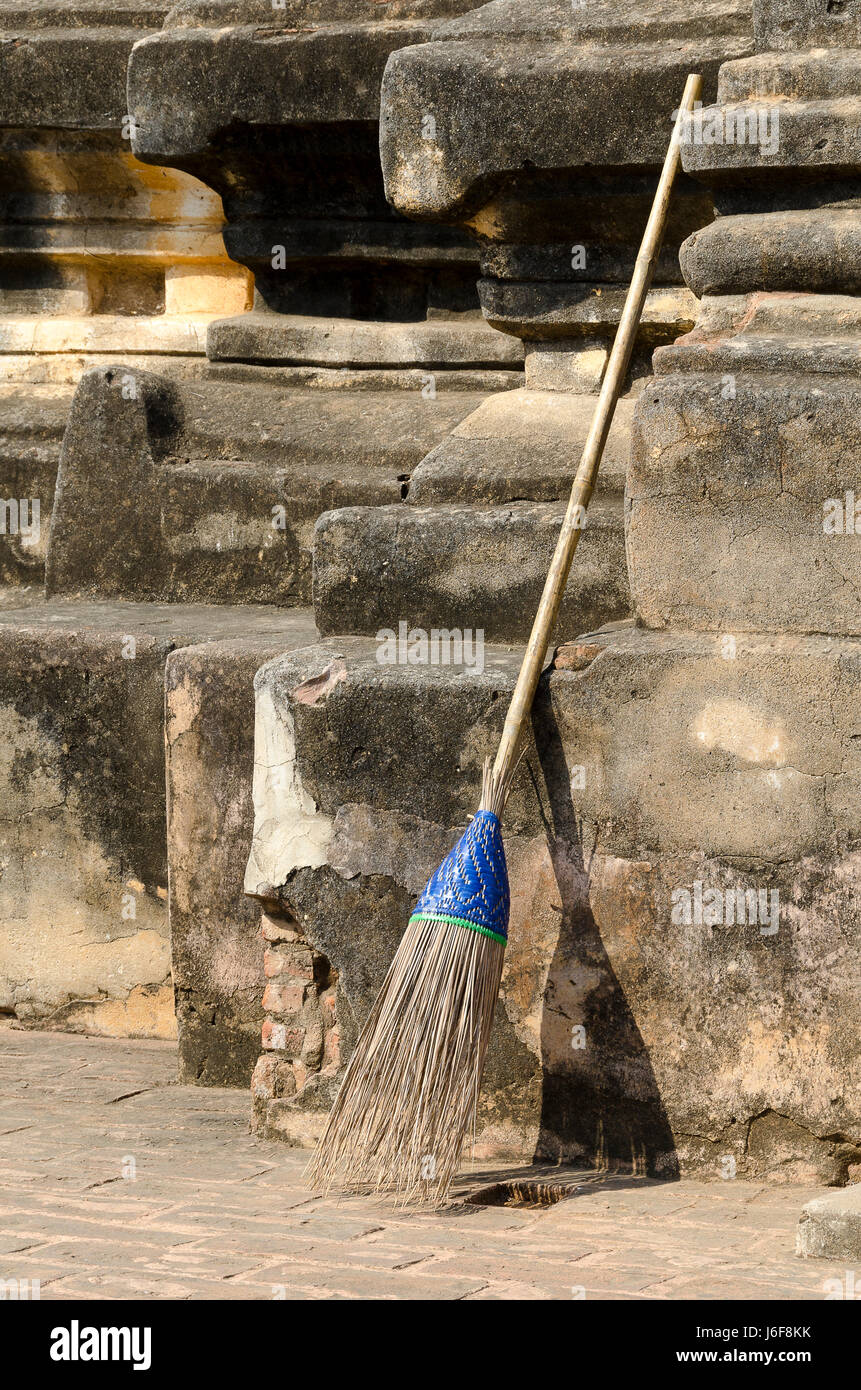 Broom at temple, Bagan, Myanmar Stock Photo - Alamy