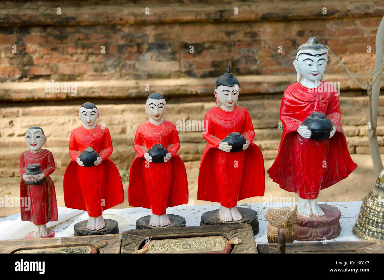 Models of Buddhist monks, Bagan, Myanmar Stock Photo - Alamy