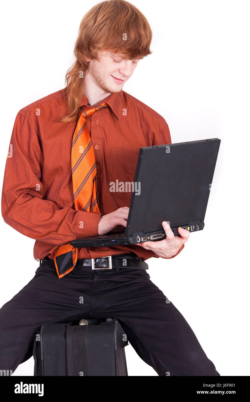 laptop notebook computers computer business man businessman redheaded ...
