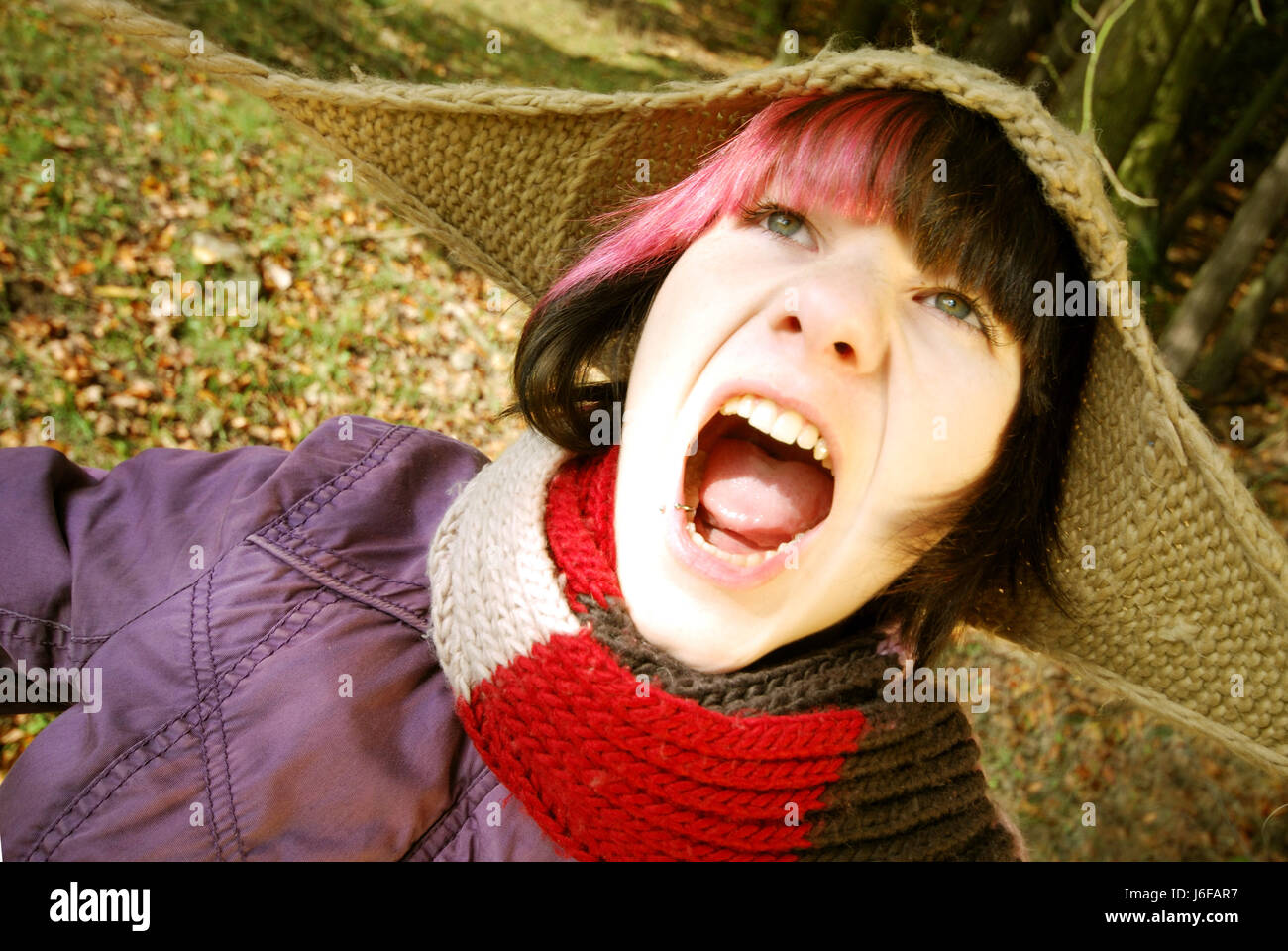 loud teenager roar moo shouting dissatisfied discontent shout girl ...