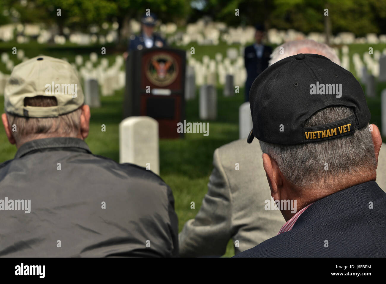 U.S. Air Force Vietnam Veterans listen as Lt. Col. Laura Bunyan, 94th ...