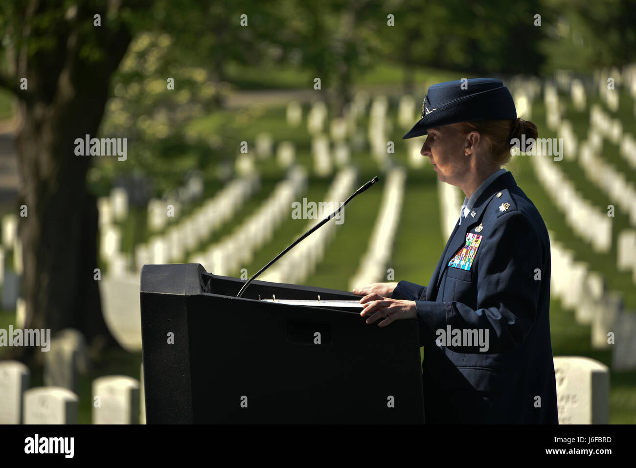 Lt. Col. Laura Bunyan, 94th Intelligence Squadron commander, gives ...