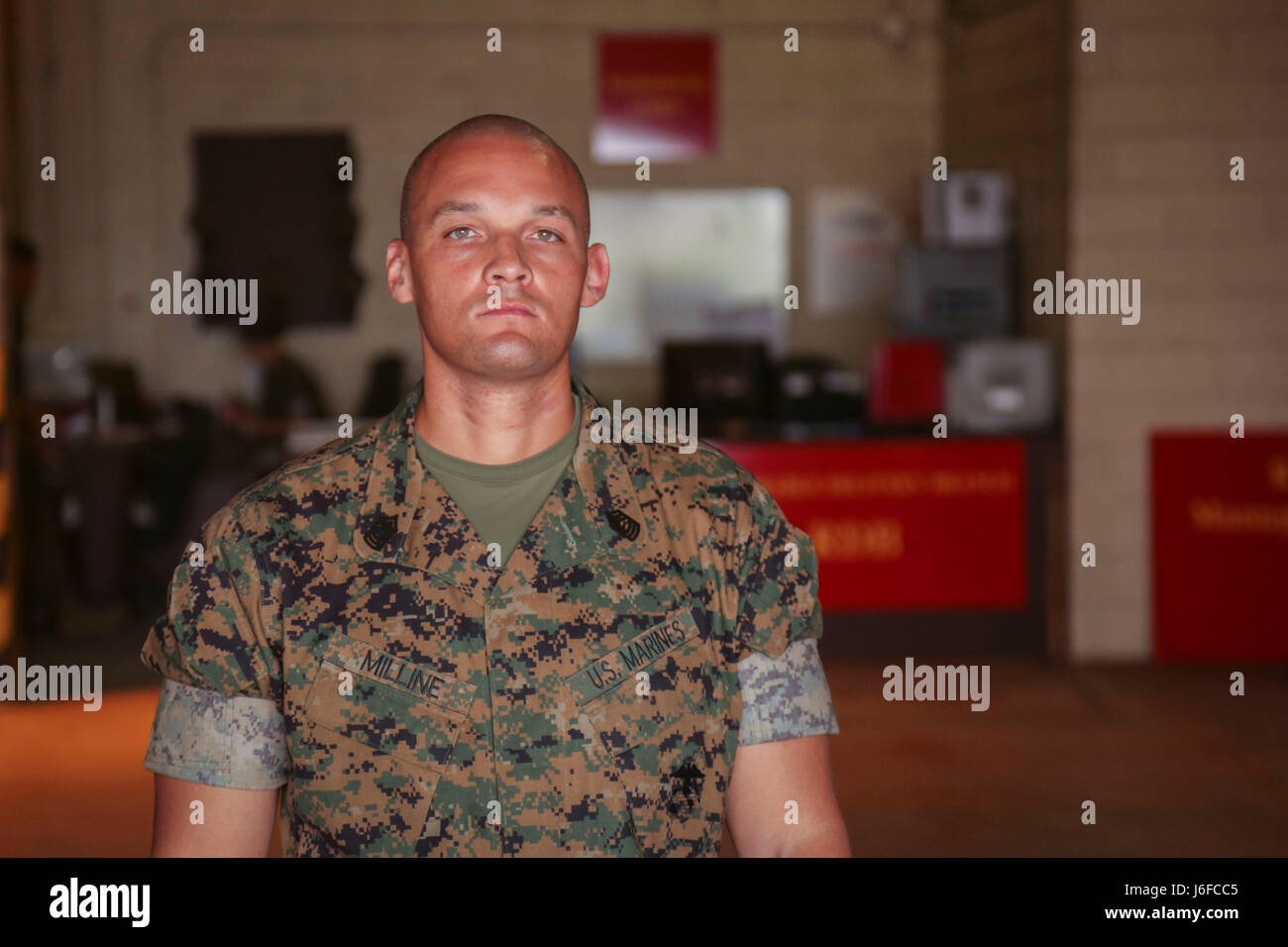 U.S. Marine Corps Master Sgt. Willie James Milline Jr. receives the ...