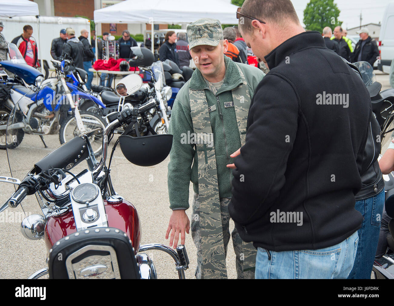 Maj. Matthew Clouse, 88th Air Base Wing chaplain, does a blessing of a ...