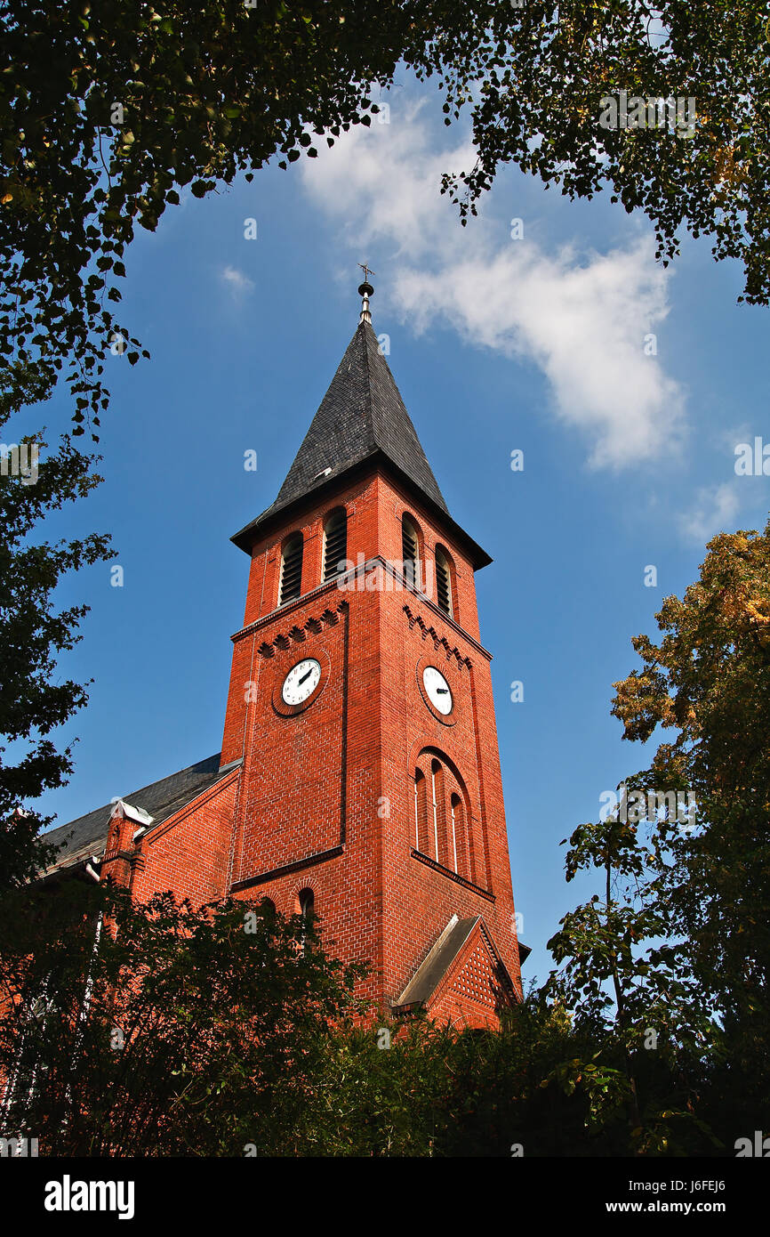 tower church tree trees clock branches branch blue tower church bucolic ...