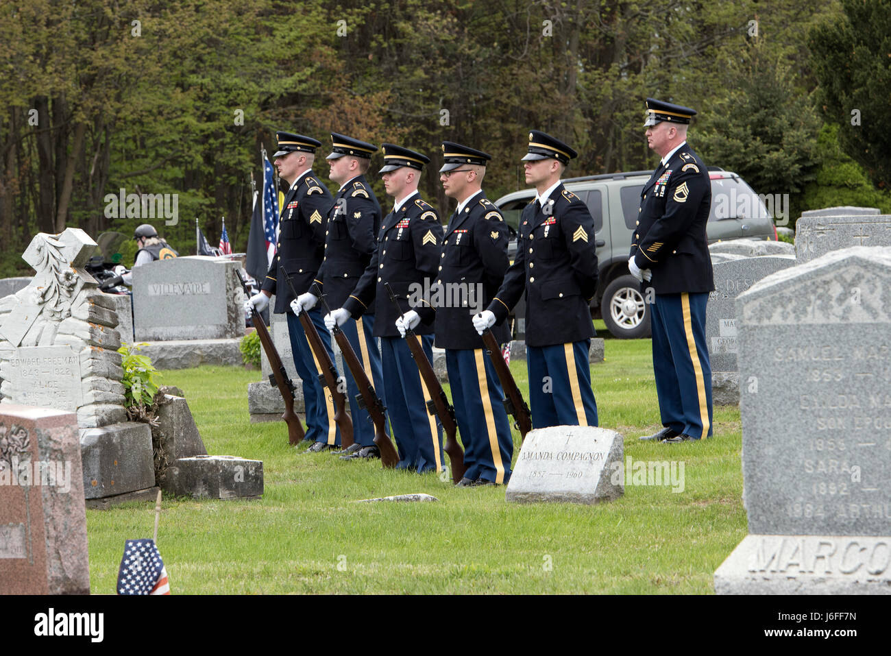 U.S. Soldiers with the Vermont National Guard Military Funeral Honors team, participate in the ...