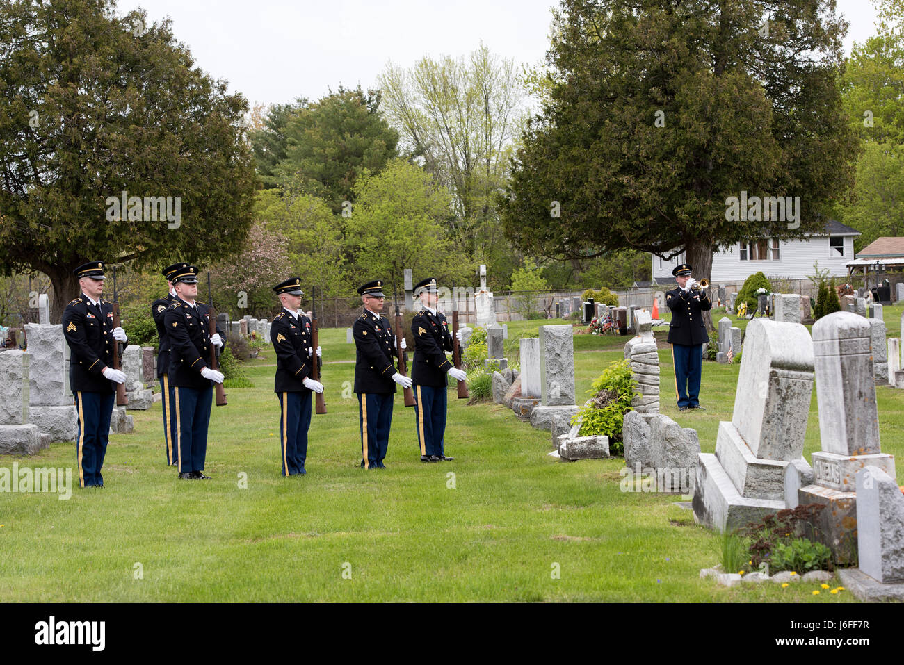 U.S. Soldiers with the Vermont National Guard Military Funeral Honors team, participate in the ...