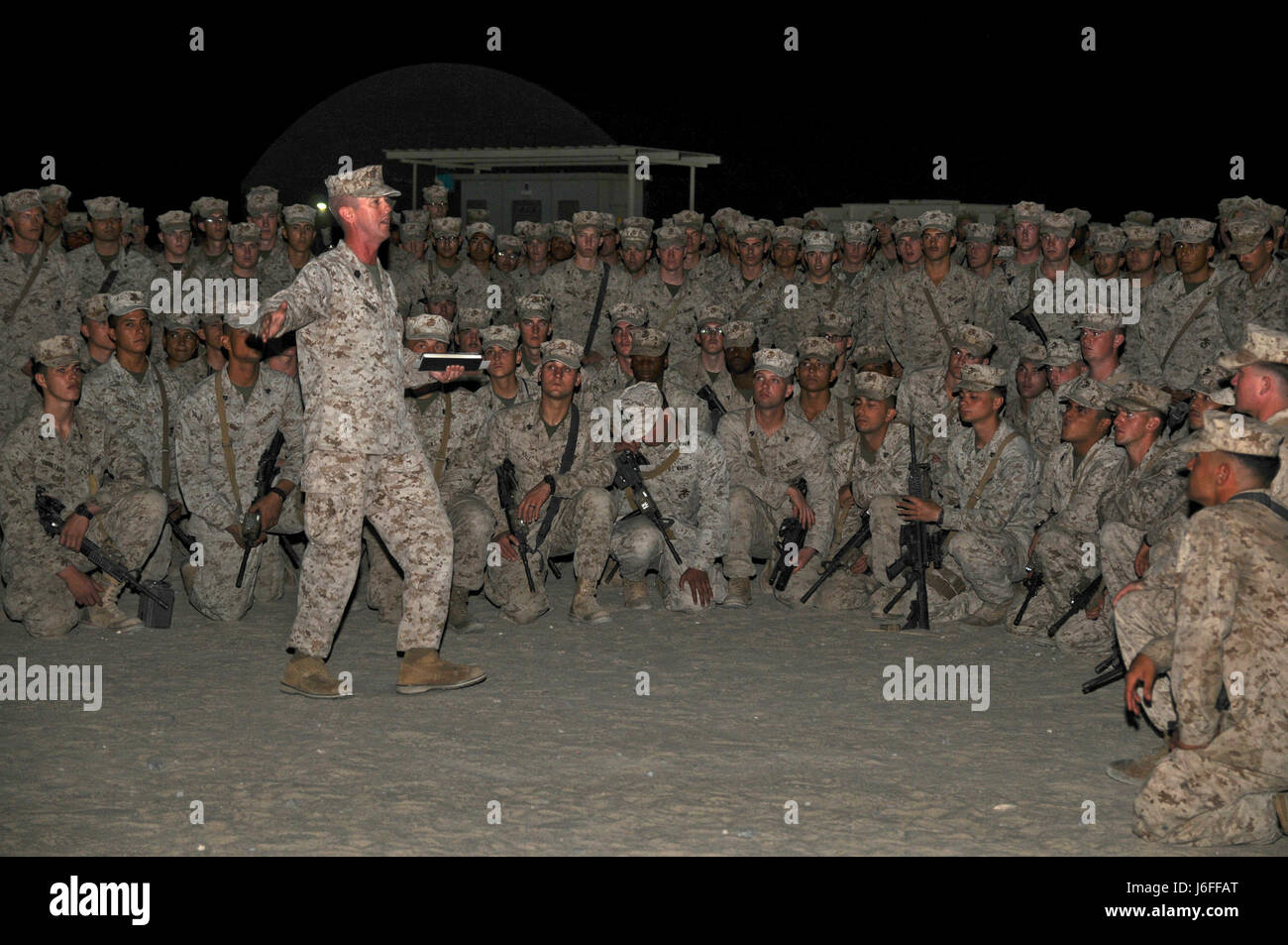 U.S. Marine Corps Command Sgt. Maj. William T. Thurber (center ...