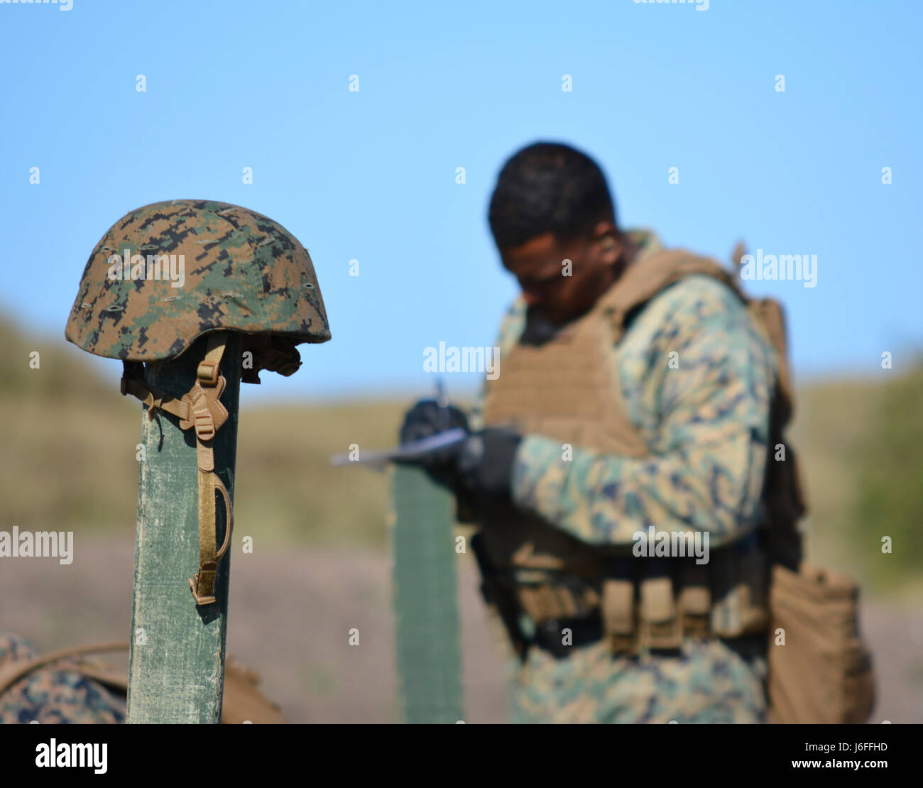 Marines from the Combat Marksmanship Company record data on Range 43 at ...