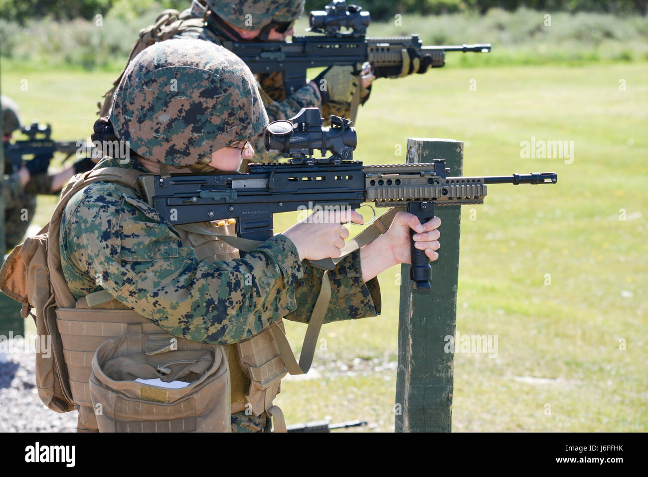 U.S. Marines conduct marksmanship training with SA80 A2 L85 rifles at ...
