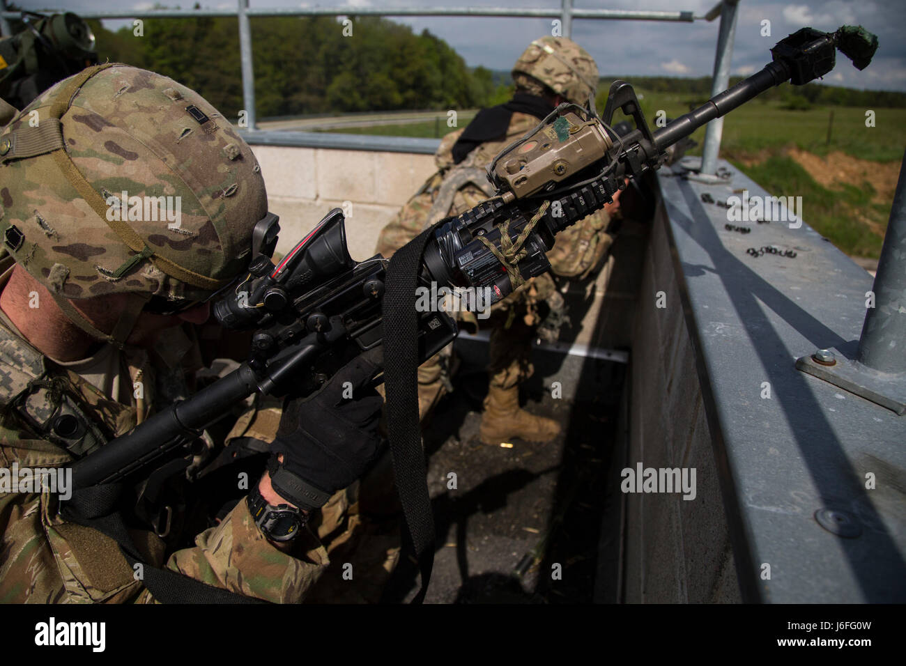 A U.S. Soldier of 175th Infantry Regiment National Guard attached to ...