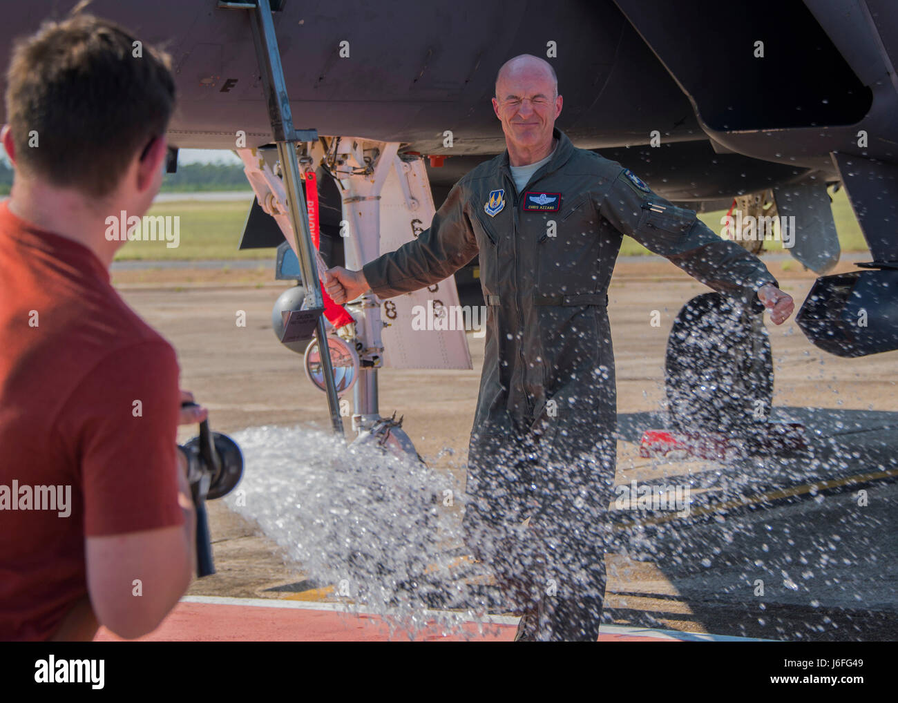 Brig. Gen. Christopher Azzano, 96th Test Wing commander, braces for a ...
