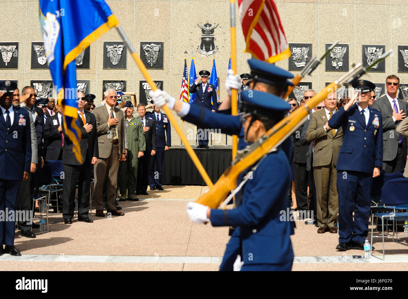 Brig. Gen. Kristin Goodwin, Cadet Wing commandant, renders her salute ...