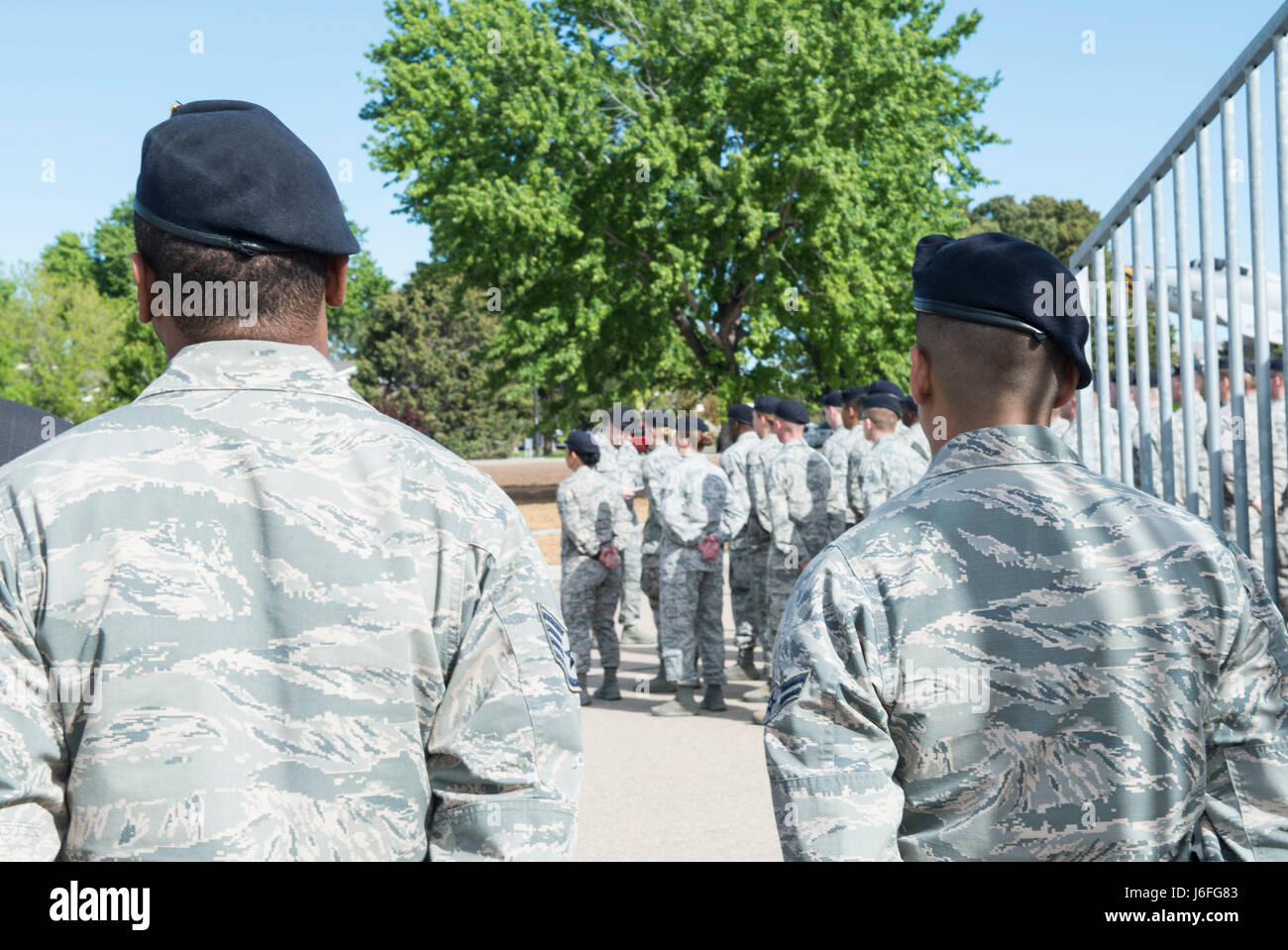 Two 366th Security Forces Defenders look on during the Final Guardmount ...