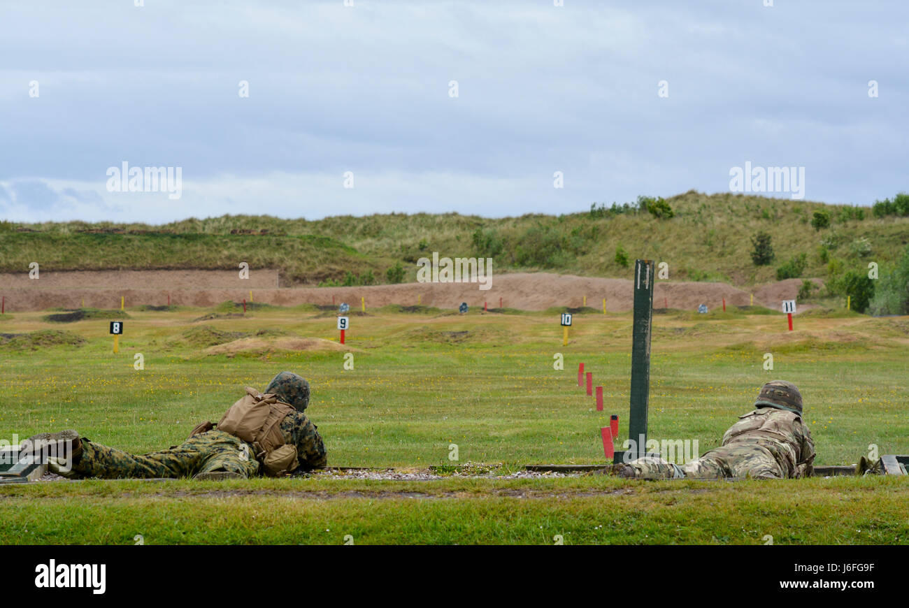 U.S. Marines and Royal Marines aim SA80 A2 L85 Assault Rifle's ...