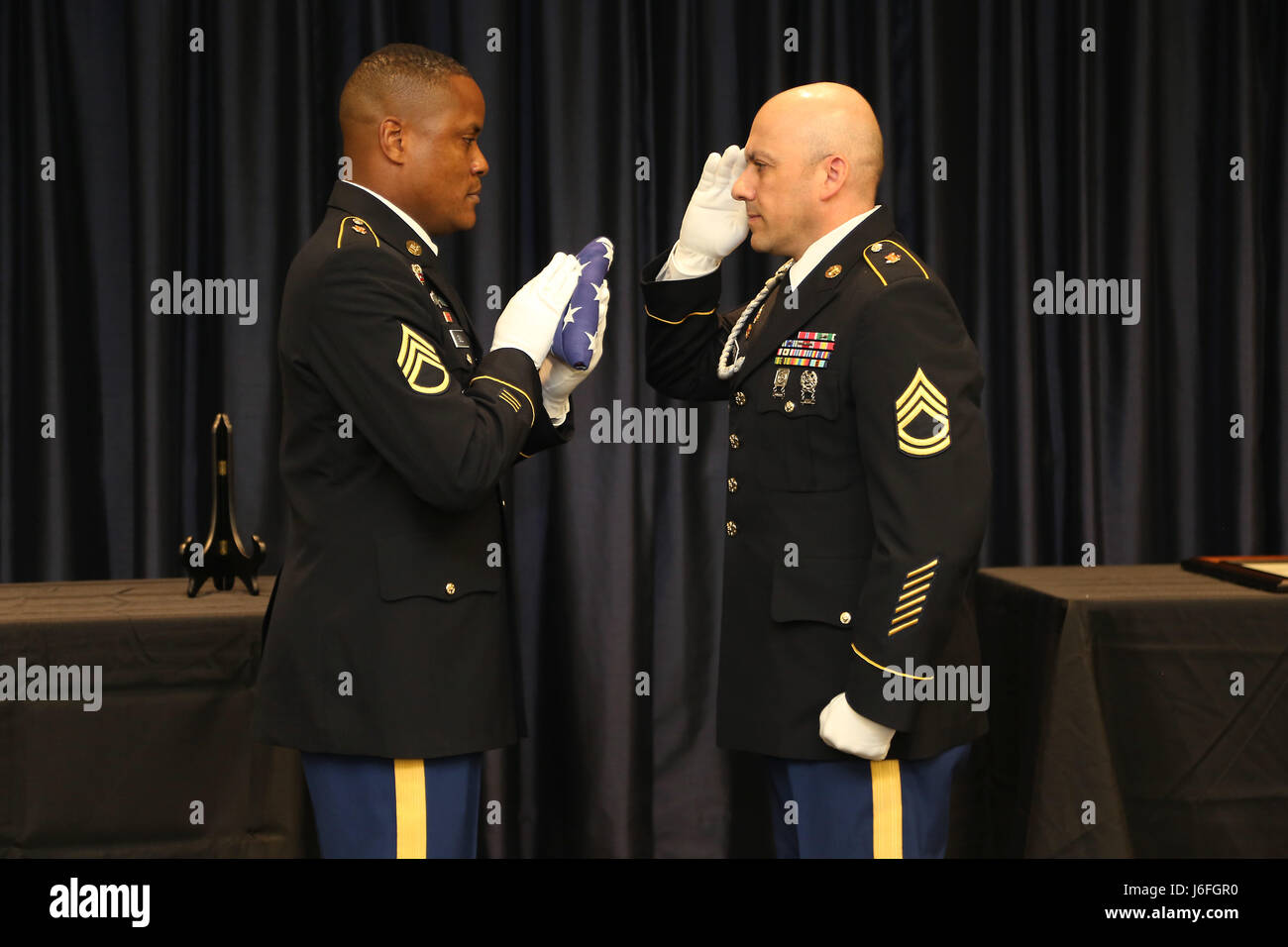 U.S. Army Staff Sgt. Keith Gill (left) and Sgt. 1st Class Sergio ...