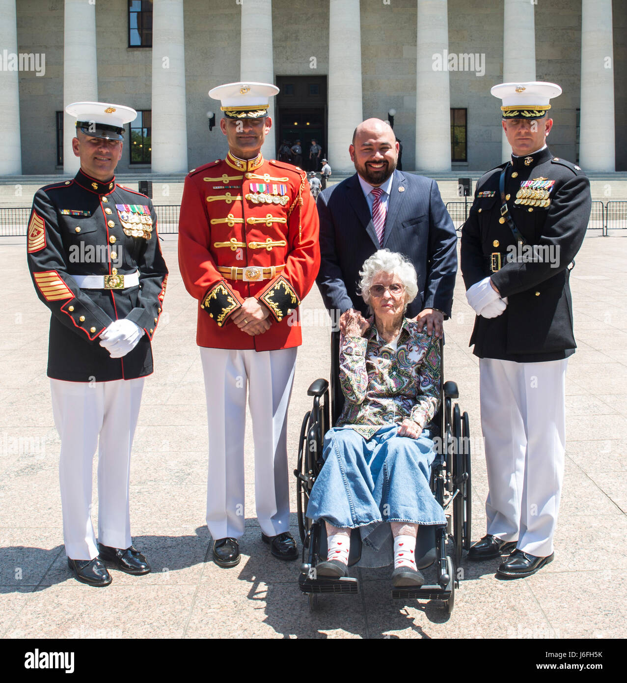 Marine Corps personnel participate in a Battle Color Ceremony at the ...