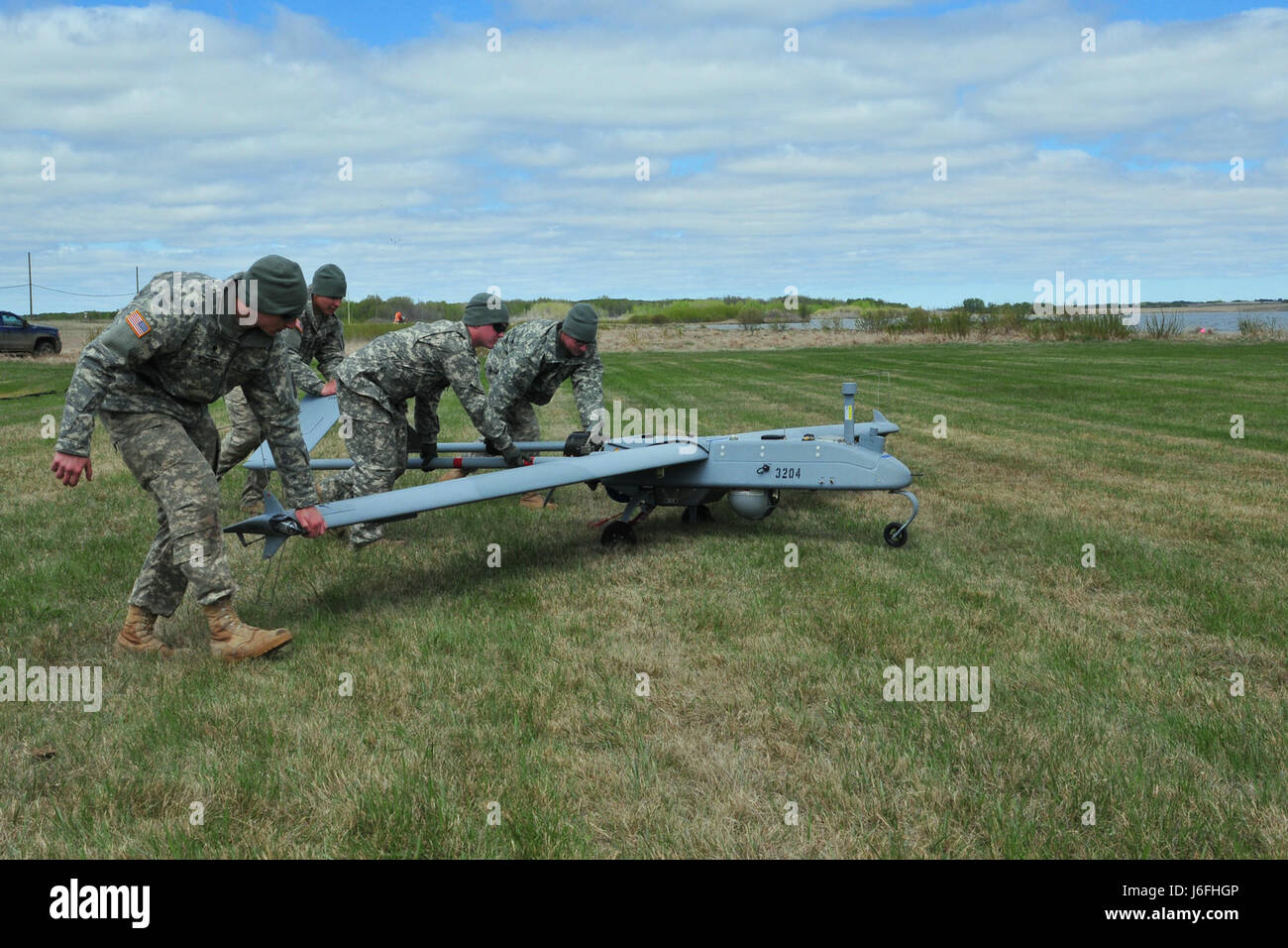 Army National Guard Soldiers deploy an RQ7B Shadow unmanned aerial ...