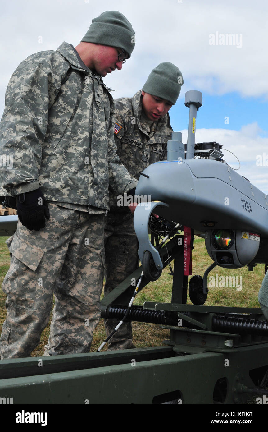 Army National Guard Soldiers Sgt. James Schrader, an unmanned aircraft ...