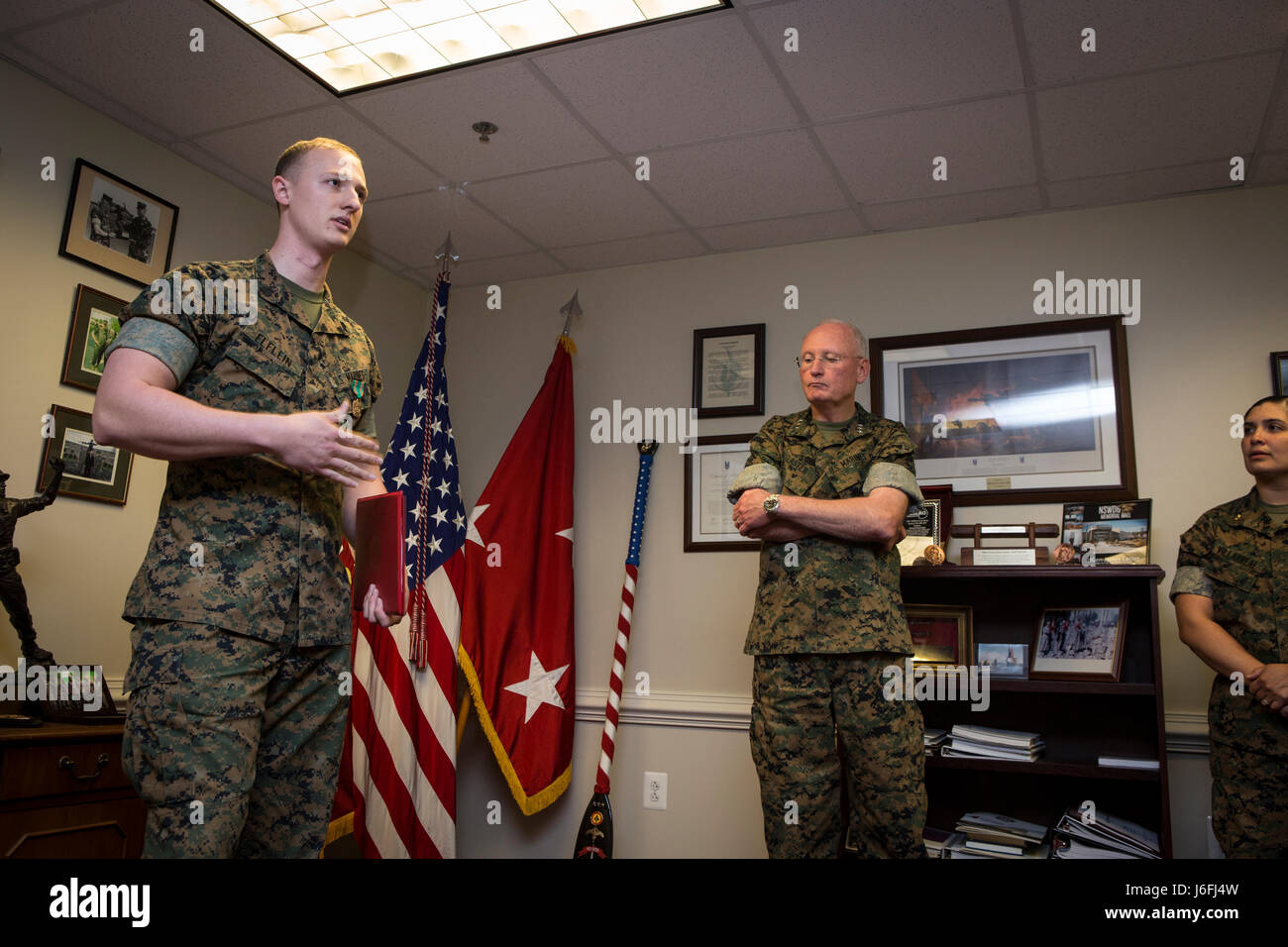 U.S. Marine Corps Sgt. Zachary Elflein, left, admin non commissioned ...