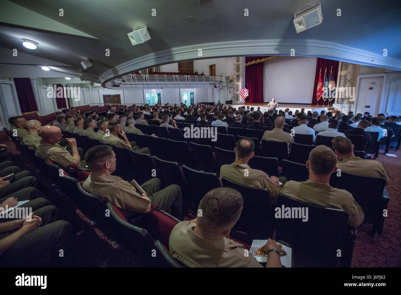 A senior Marine Corps officer addresses future Marine officers at the U ...