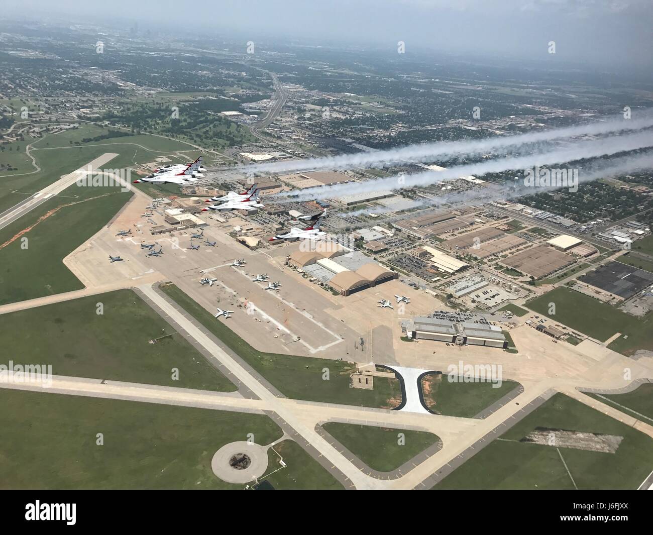 The U.S. Air Force Thunderbirds fly over Tinker Air Force Base, Okla ...