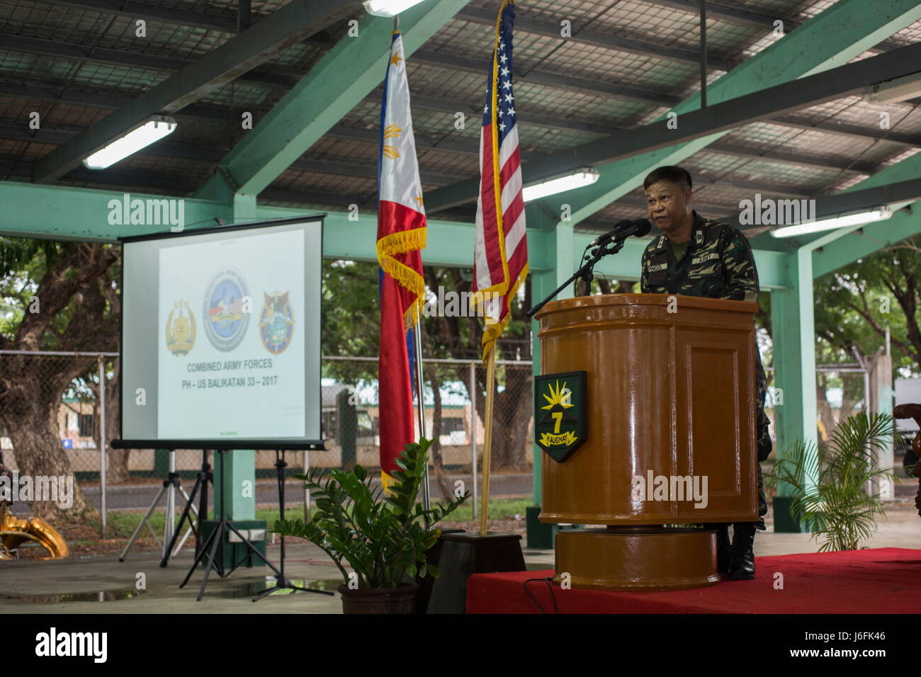 Philippine Army Lt. Col. Paulo Pingol delivers remarks during the ...